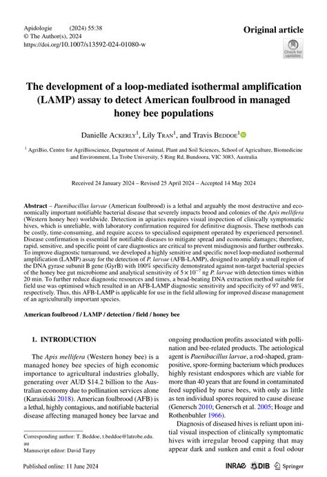 Pdf The Development Of A Loop Mediated Isothermal Amplification Lamp Assay To Detect