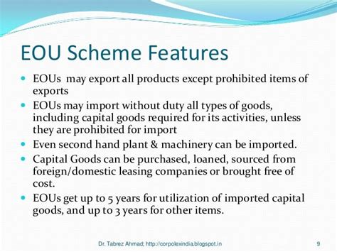 Law Of Export Oriented Units