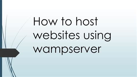 How To Host Websites Using Wampserver YouTube