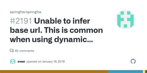 Unable To Infer Base Url This Is Common When Using Dynamic Servlet