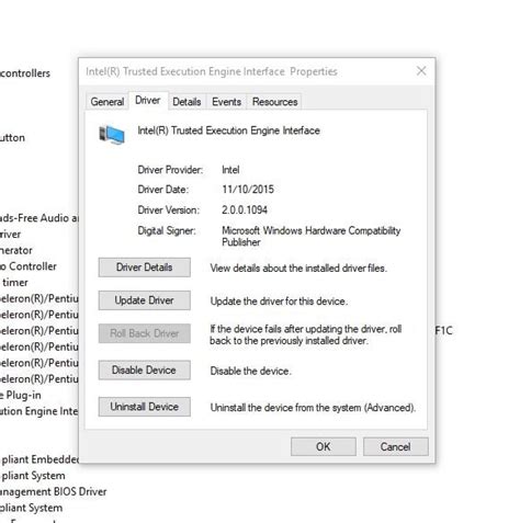 Intel Trusted Execution Engine Interface Driver Windows 10 Forums