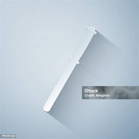 종이 컷 경찰 고무 배턴 아이콘 회색 배경에 격리 고무 트렁천 경찰 박쥐 경찰 장비 종이 아트 스타일입니다 벡터 일러스트레이션 3차원 형태에 대한 스톡 벡터 아트 및 기타