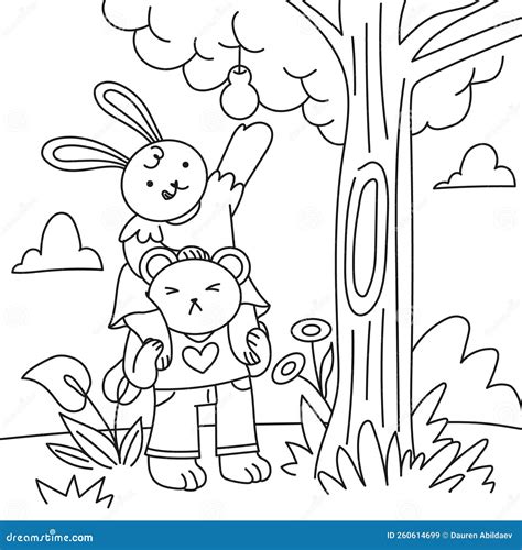 Hand Drawn Kawaii Coloring Book Illustration Vector Illustration Stock