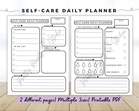 Self Care Daily Planner For Mental Health And Well Being Daily