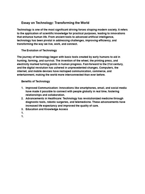 Essay On Technology Pdf
