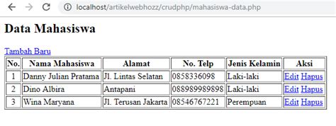 Membuat CRUD PHP MySQL WebHozz Blog