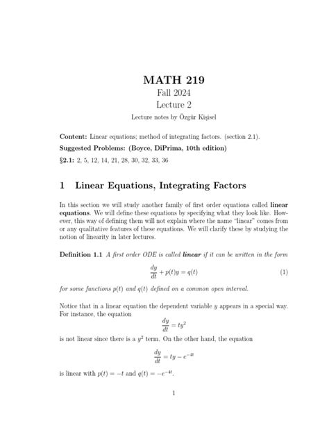 math219 lecture 2 pdf equations ordinary differential equation
