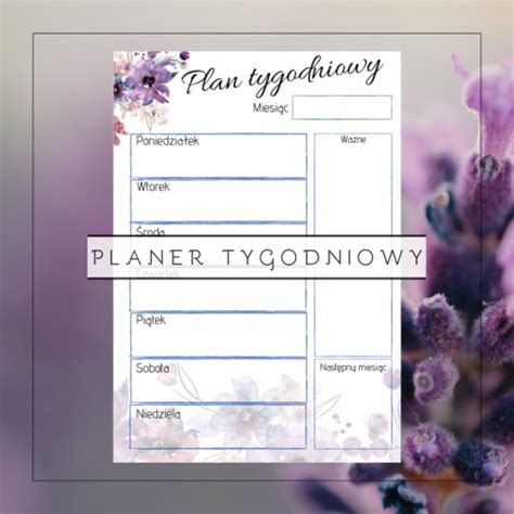 planer tygodniowy do wydruku PDF kalendarz kwiaty 3 99 zł Allegro