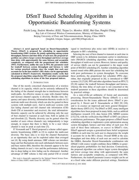 pdf dsmt based scheduling algorithm in opportunistic beamforming