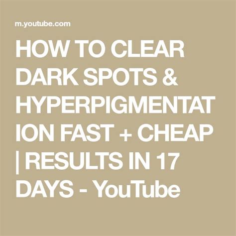 HOW TO CLEAR DARK SPOTS HYPERPIGMENTATION FAST CHEAP RESULTS IN DAYS YouTube Dark