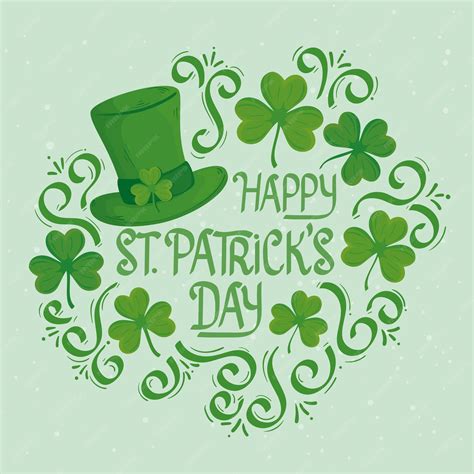 Premium Vector Happy Saint Patricks Day Lettering With Clovers And