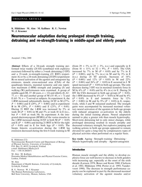 Pdf Neuromuscular Adaptation During Prolonged Strength Training Detraining And Re Strength