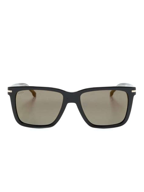 Hugo Boss 1598s Square Frame Sunglasses Black Editorialist