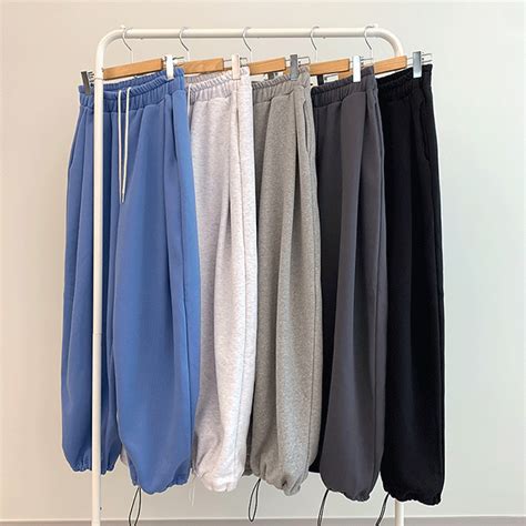 베일리룩 힙한 양기모 스트링 조거 와이드 투웨이 핀턱 밴딩 롱 팬츠