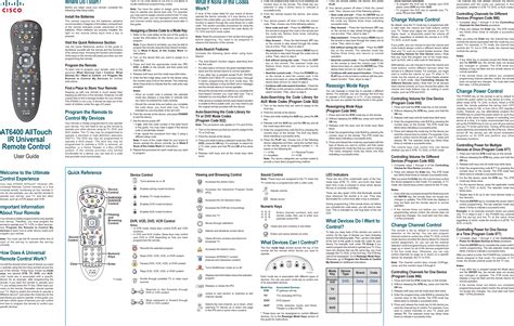 Cisco Systems At Users Manual User Guide AllTouch IR Universal Remote Control