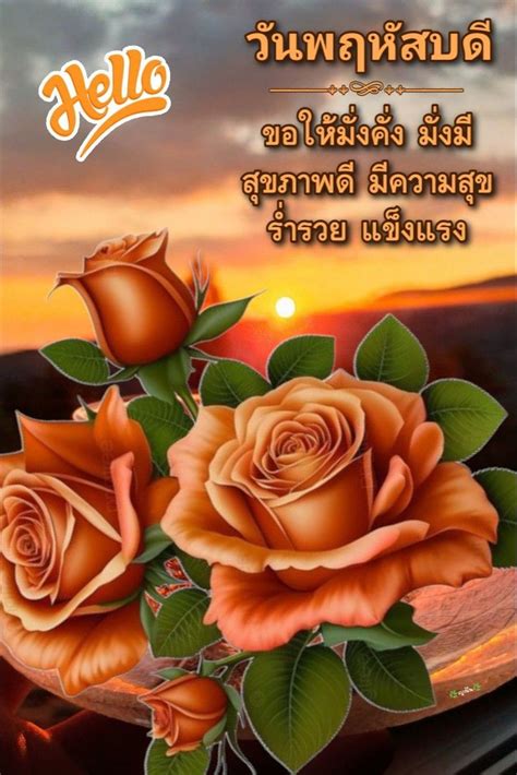 วันพฤหัสบดี🌿🧡 วันพฤหัสบดี ดอกกุหลาบสวยๆ สวัสดีตอนเช้า