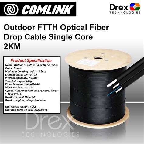 Comlink 1Core 2km Outdoor FTTH Optical Fiber Drop Cable Singlecore