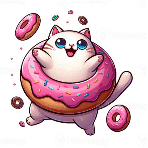 Funny Donut Cat Vector 36512853 Png