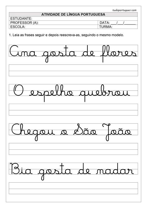 Atividades de Caligrafia para Imprimir 1º e 2º ano fundamental Tudo