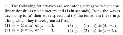 Solved The Following Four Waves Are Sent Along Strings Chegg Com