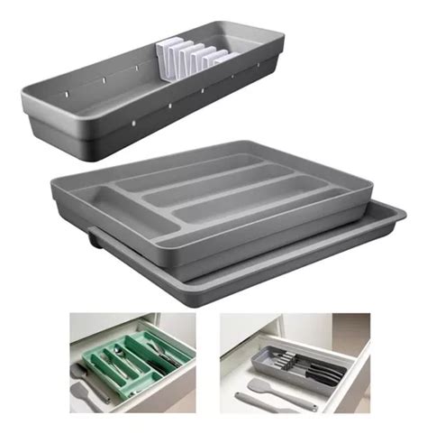 Kit Organizador Gavetas Talheres Extensor Porta Facas Logic