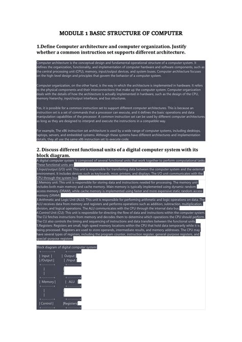 module 1 coa question bank answers module 1 basic structure of