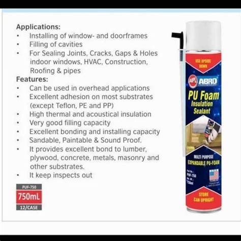 Puf Sealant 750 Ml Packaging Type Can At ₹ 265piece In New Delhi