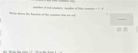 Solved Ers And Blue Counters Only Number Of Red Counters Number Of