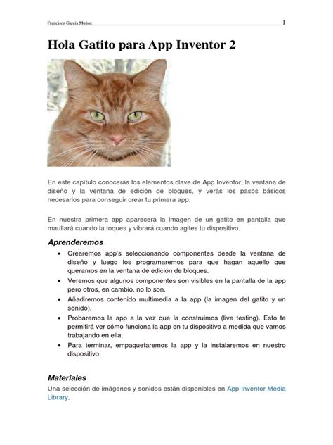 Appinventor Practica 1 Holagatito V1 0 Pdf Aplicación Movil