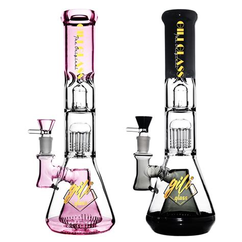 14 Gili Glass Smoking Water Pipe Oil Dab Rig Percolator Beaker Bong