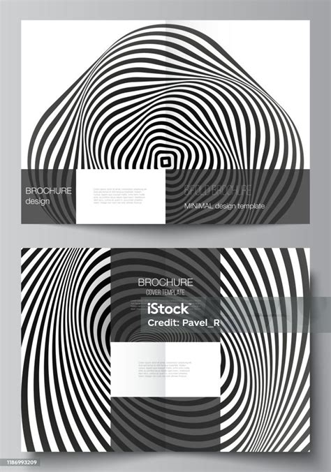 두 개의 A4 형식의 벡터 레이아웃 현대 커버 모형 디자인 템플릿 양면 브로셔 전단지 소책자 보고서 착시 검은 디자인 패턴 추상 3d 기하학적 배경 0명에 대한 스톡 벡터
