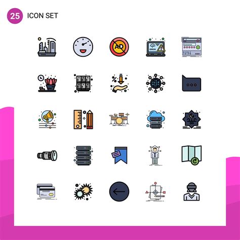 Pictogram Set Of 25 Simple Filled Line Flat Colors Of Error Html Ad Design Block Editable Vector
