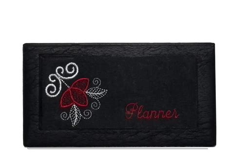 2 Year 2024 2025 Checkbook Size 3x 6 Calendar Planner Embroidered Red