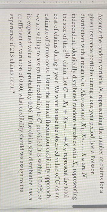 solved assume the random variable n representing the number