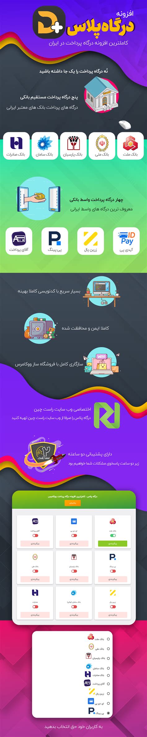 مجموعه افزونه درگاه پرداخت ووکامرس درگاه پلاس راست چین