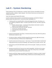 Lab System Hardening Docx Lab System Hardening System Hardening Is The Act Of Locking