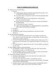 Lecture Translation And The Genetic Code Lecture Translation And The Genetic Code