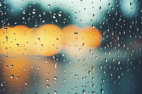 Premium Ai Image Raindrops On Glass On A Blurred Background