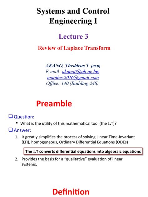 Week 2 L2 Review Of Laplace Transform Pdf Laplace Transform Ordinary Differential Equation