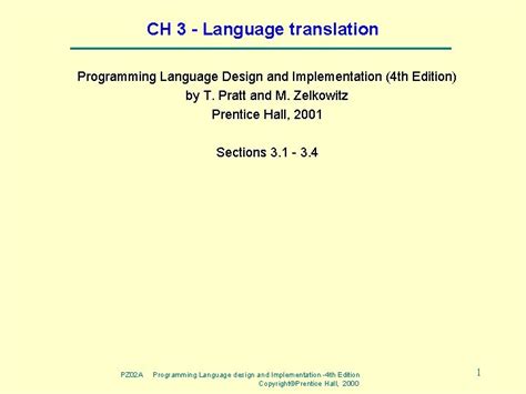 Ch 3 Language Translation Programming Language Design And