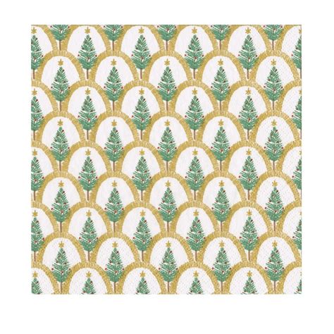 Caspari Deco Christmas Gold Paper Luncheon Napkins Berings