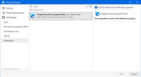 No Compatible Version With Windows Project For Marketplace Package