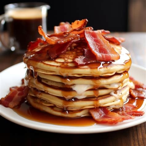 Premium Ai Image Bacon Maple Pancakes