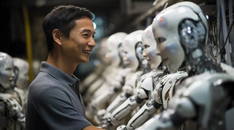 Premium Photo Innovative Asian Engineer Building Robots In Workshop