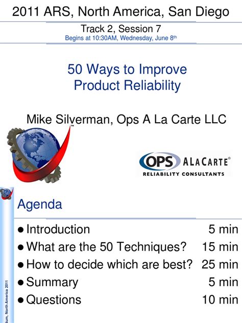 50 Ways To Improve Product Reliability Ars Presentation 2011