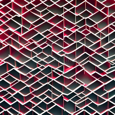 an abstract design with interlocking polygons in shades of red and