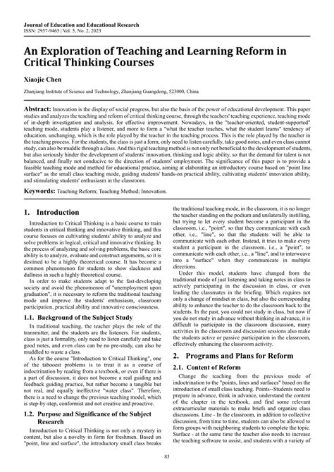 PDF An Exploration Of Teaching And Learning Reform In Critical Thinking Courses