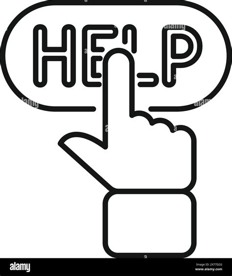 Vector Illustration Of A Stylized Hand Pressing A Help Button In A