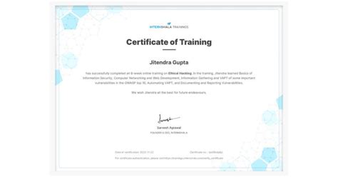 jitendra gupta on linkedin successfully completed the ethical hacking training from internshala…