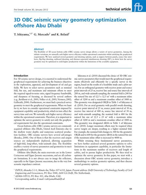 3d Obc Seismic Survey Geometry Optimization Pdf Reflection